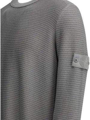 Stone Island Crewneck Jumper With Ribbed Trim - Grey