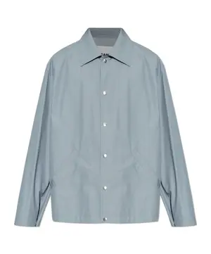 JIL SANDER Logo Printed Button-up Jacket - Gray