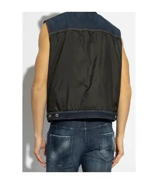 Dsquared2 Dark Urban Wash Denim Puffer Vest