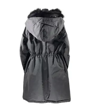 Max Mara Hooded Down Jacket With Logo Detail - Black