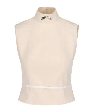 Moschino High Neck Sleeveless Top - Nude