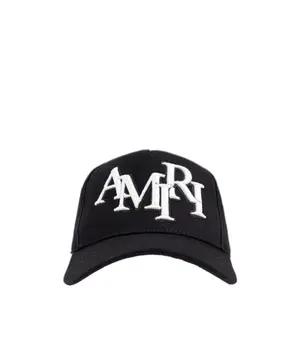 Amiri Staggered Logo Baseball Cap - Black