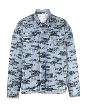Vetements Logo Printed Denim Jacket