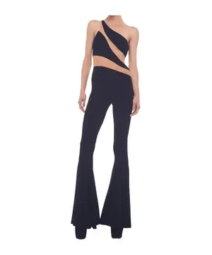 Norma Kamali One-shoulder Fishtail Jumpsuit - Black/nude