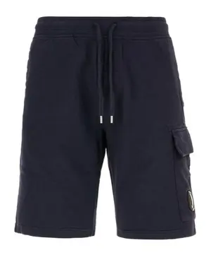 C.P. COMPANY Light Fleece Cargo Sweatshorts With Lens Detail - Black