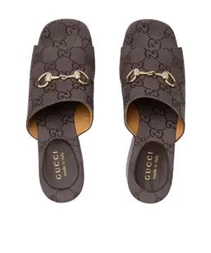 Gucci Horsebit Wedge Sandals - Brown