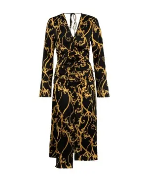 GANNI V-neck Printed Long Sleeve Dress