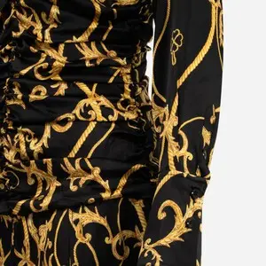 GANNI V-neck Printed Long Sleeve Dress