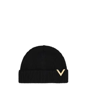 Valentino Garavani Logo Plaque Beanie - Black