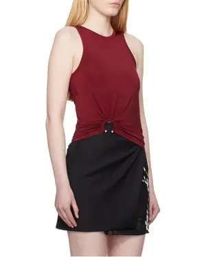 Rabanne Sleeveless Crewneck Top With Piercing Detail - Red