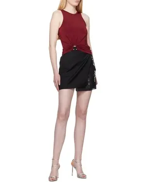 Rabanne Sleeveless Crewneck Top With Piercing Detail - Red