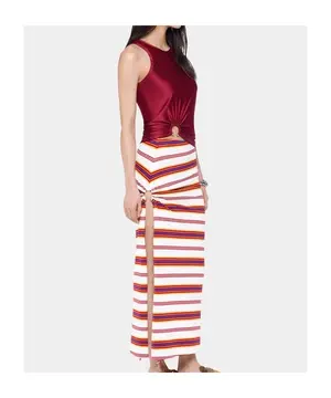 Rabanne Sleeveless Crewneck Top With Piercing Detail - Red