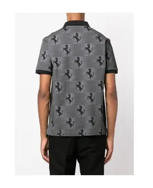 FERRARI All-over Logo-print Polo Shirt