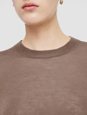 JOSEPH Cashmere Crew-neck Top - Brown