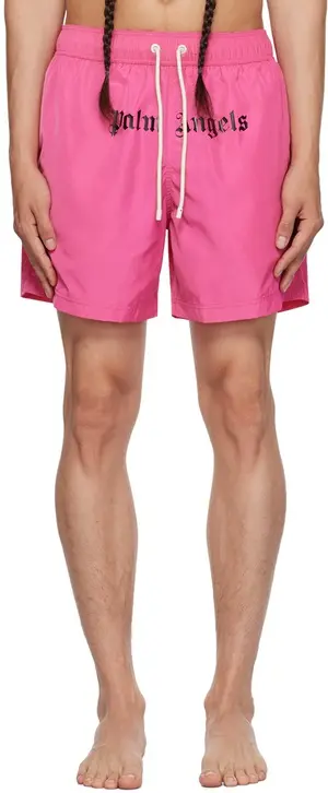 Palm Angels Logo Print Swim Shorts - Pink