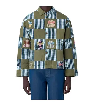 STORY MFG. Patchwork Quilted Jacket With Graphic Details - Blue