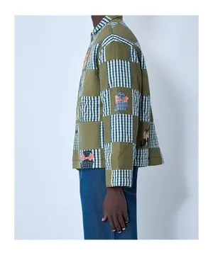 STORY MFG. Patchwork Quilted Jacket With Graphic Details - Blue