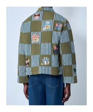 STORY MFG. Patchwork Quilted Jacket With Graphic Details - Blue