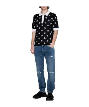 Dolce & Gabbana Wool Knitted Polo Shirt - Black