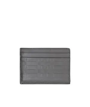 Burberry Embossed Leather Cardholder - Gray