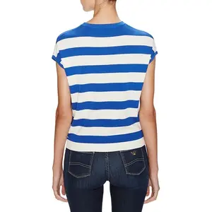 Emporio Armani Striped Knitted Short-sleeved T-shirt With Embellished Logo