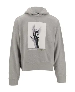 Palm Angels Photograph Print Cotton Hoodie - Gray
