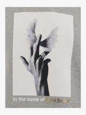Palm Angels Photograph Print Cotton Hoodie - Gray