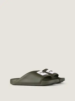 Givenchy Paris Label Flat Slides - Khaki