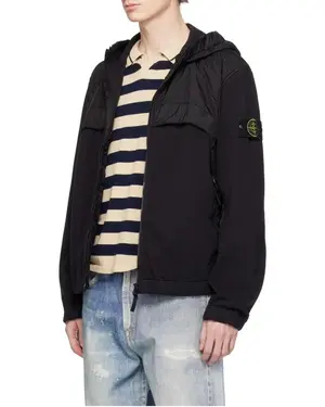 Stone Island Logo Patch Hooded Windbreaker