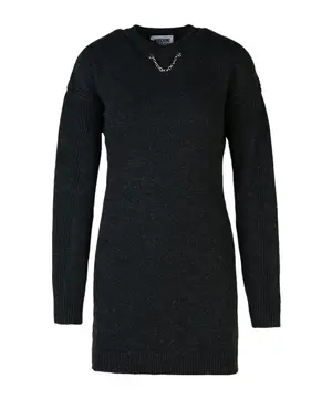 Moschino Chain Detailed Drop Shoulder Knitted Dress