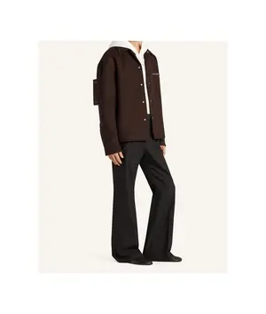 COURREGES Courrèges Embroidered Logo Shirt Jacket - Chocolate-colored