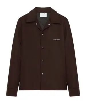 COURREGES Courrèges Embroidered Logo Shirt Jacket - Chocolate