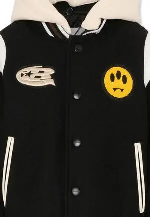 BARROW Hooded Varsity Jacket With All-over Logo Patches