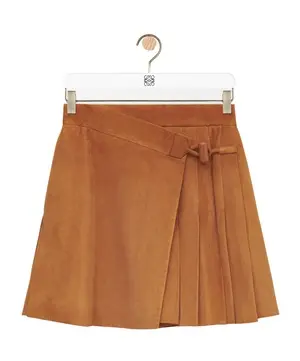 Loewe Buckle Pleated Short Skirt - Toffee