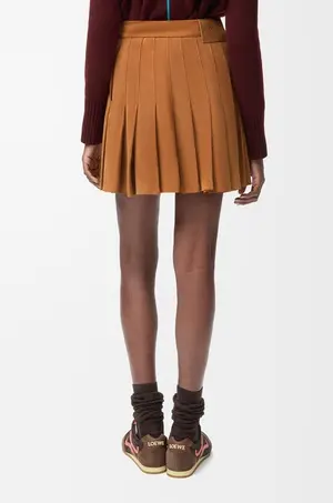 Loewe Buckle Pleated Short Skirt - Toffee
