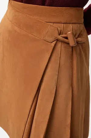 Loewe Buckle Pleated Short Skirt - Toffee