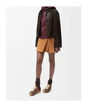 Loewe Buckle Pleated Short Skirt - Toffee