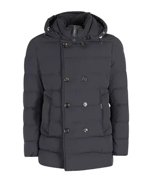 MOORER Hooded Jacket With Double-breasted Closure - Black