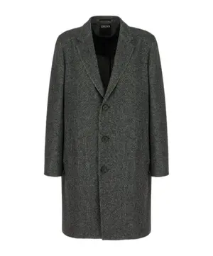 Zegna Cashmere Blend Longline Coat With Notched Lapels - No
