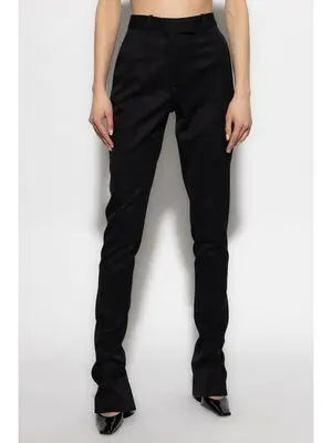 Attico Low-waisted Long Flare Pants - Black