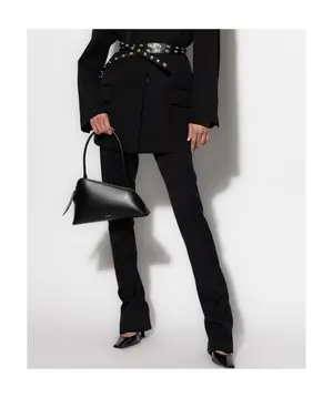 Attico Low-waisted Long Flare Pants - Black