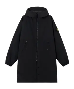 Stone Island Zipped Hooded Parka With Embroidered Compass Logo