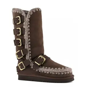 Mou Eskimo Buckle Strap Boots - Brown Pepper