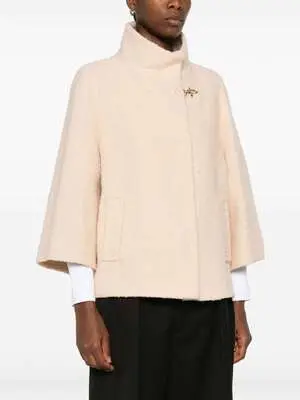 FAY Long-sleeved Blend Cape With High Neck - Nude