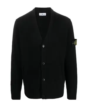 Stone Island Compass Motif Ribbed Cardigan