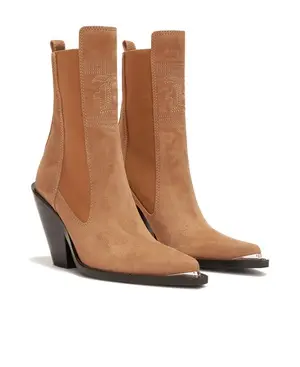 Ermanno Scervino Suede Ankle Boots With Slanted Heels