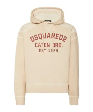 Dsquared2 Loose Fit Hoodie With Printed Detail - Sand