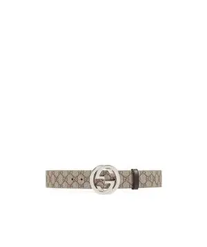 Gucci Gucci GG Supreme Monogrammed Buckle Belt Nude