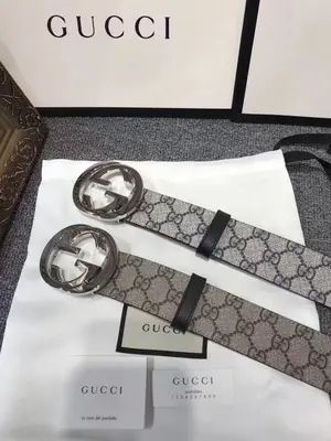 Gucci Gg Supreme Monogrammed Buckle Belt - Nude