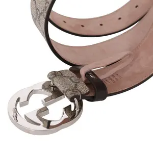 Gucci Gg Supreme Monogrammed Buckle Belt - Nude